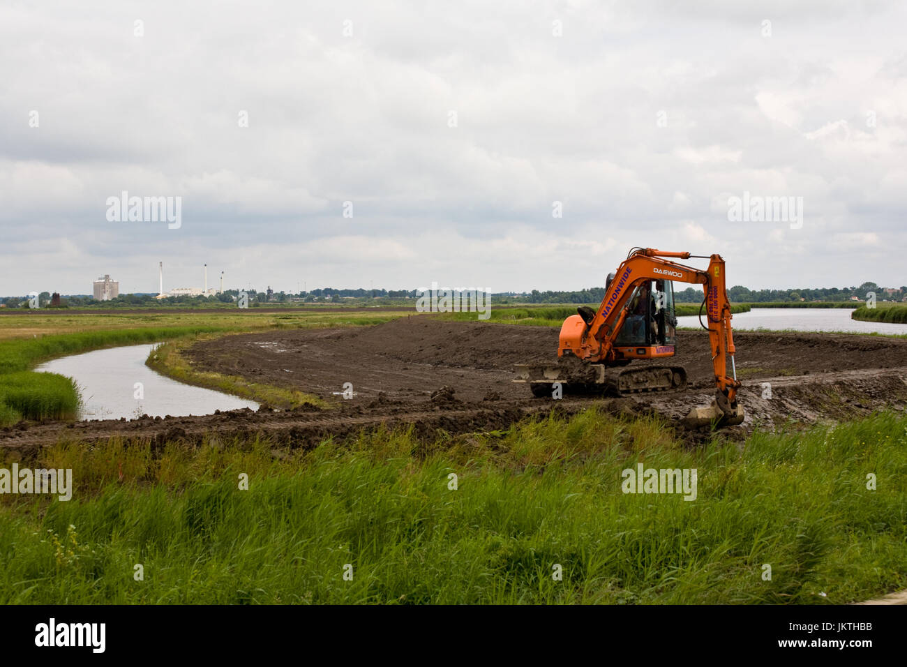 Flood defence construction on the Norfolk Broads Stock Photo - Alamy