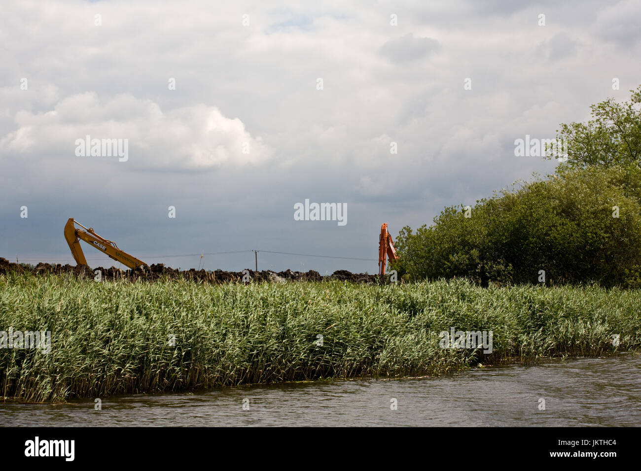 Flood defence construction on the Norfolk Broads Stock Photo - Alamy