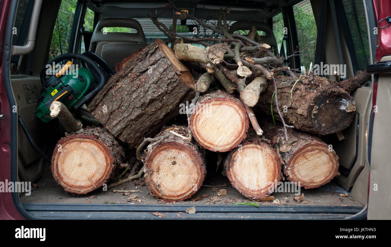 Chainsaw logs car hi-res stock photography and images - Alamy