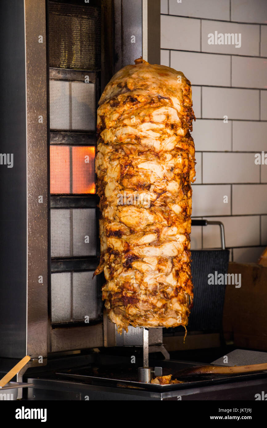 Traditional Turkish Doner Kebab on pole Stock Photo - Alamy