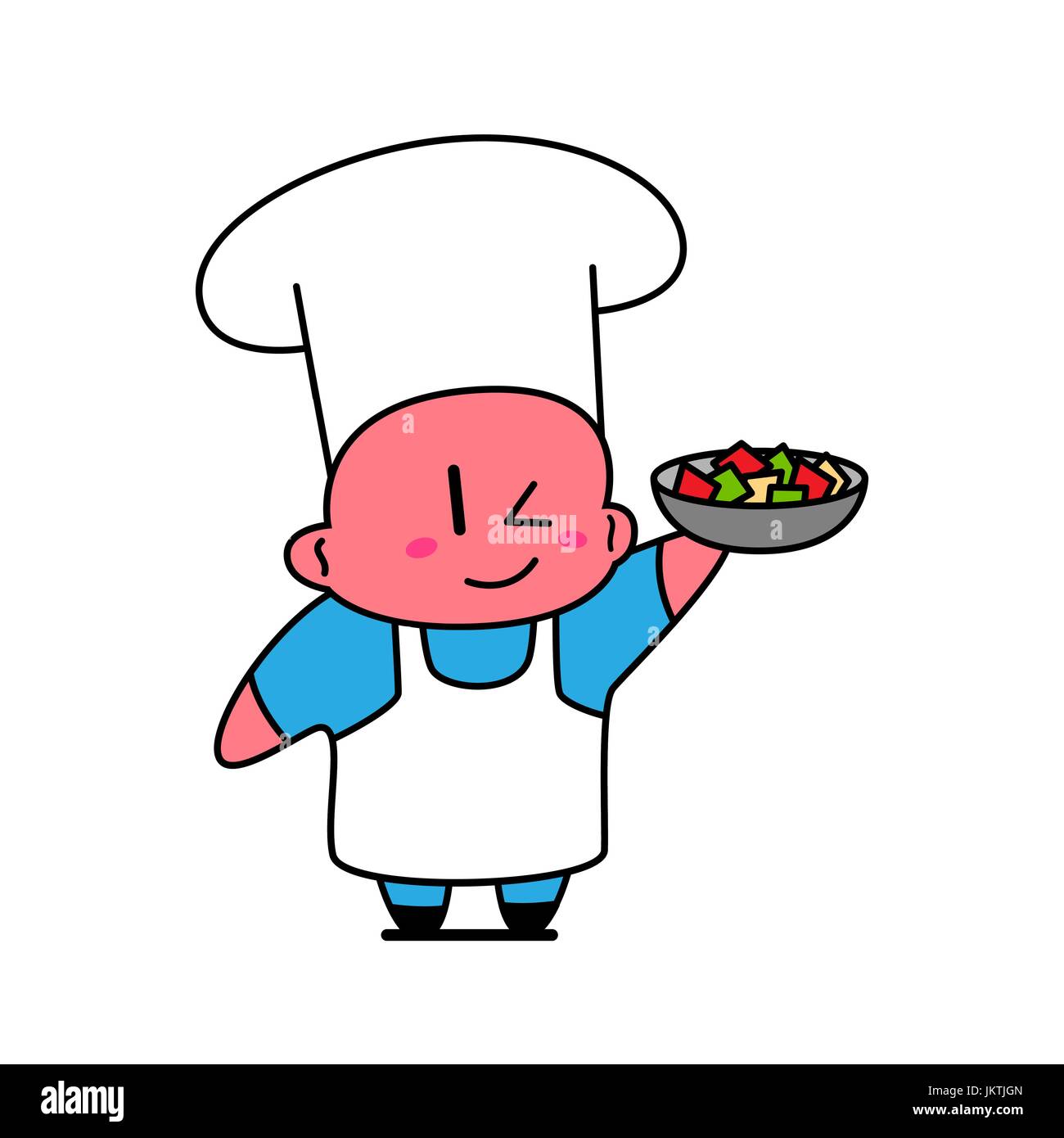 Kawaii chef holding dish with vegetables Stock Vector Image & Art - Alamy