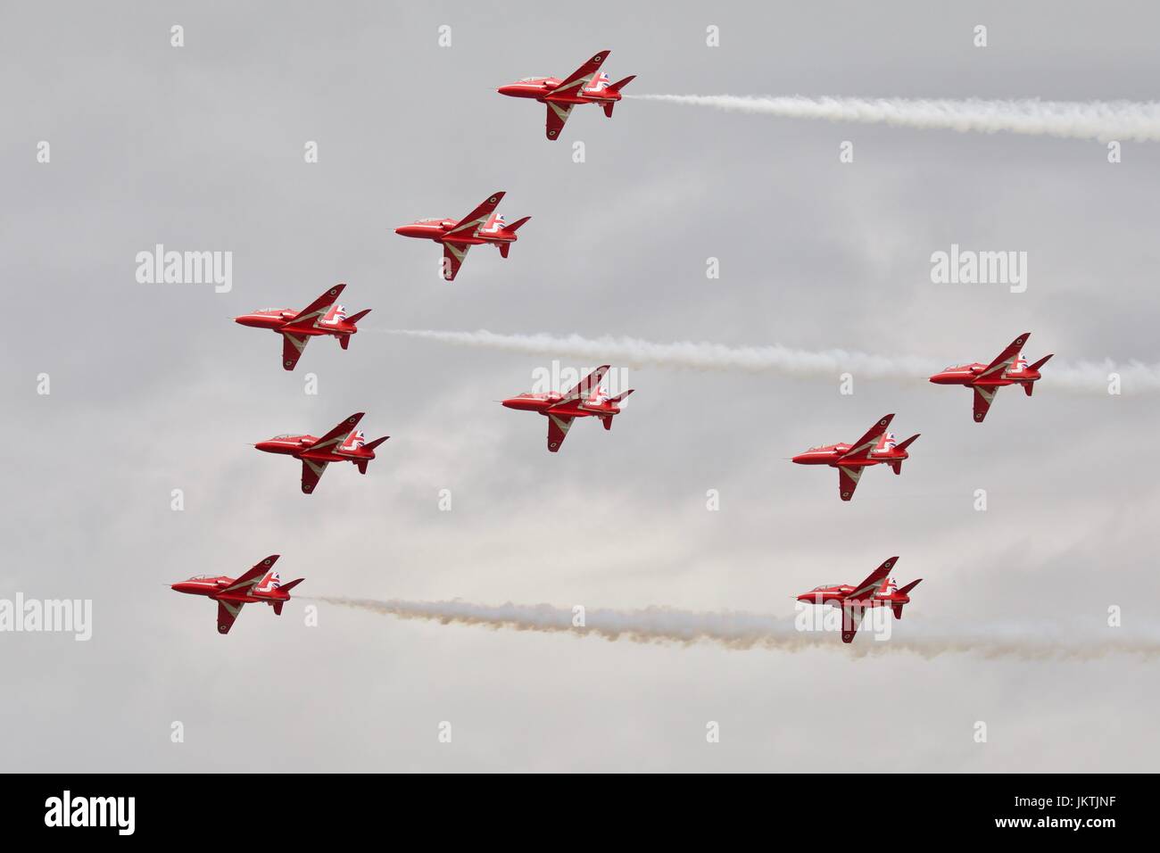 The Red Arrows flying in formation at the 2017 Royal International Air ...
