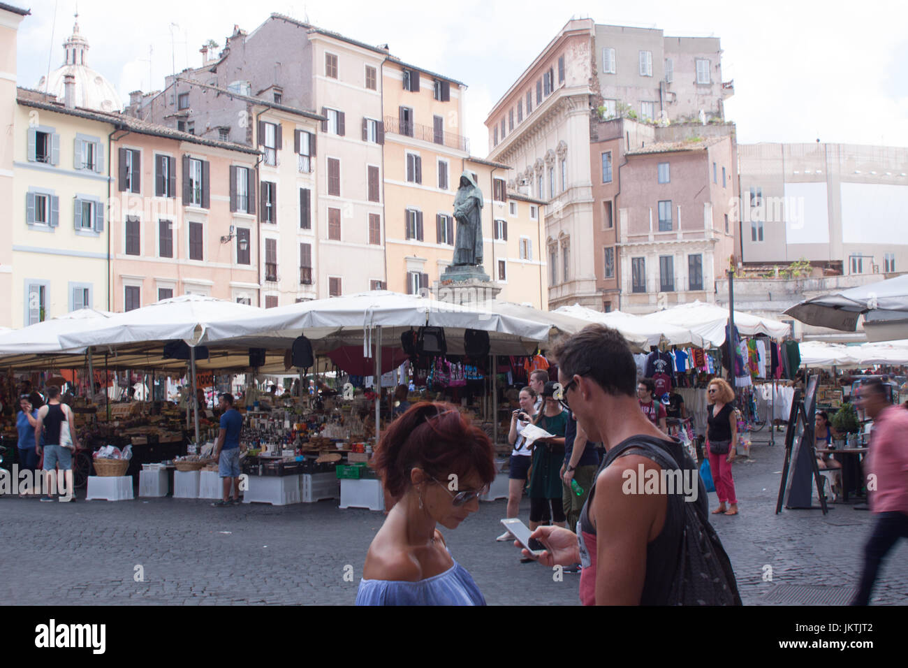Crowded group of tourists during the summer season in rome Stock Photo ...