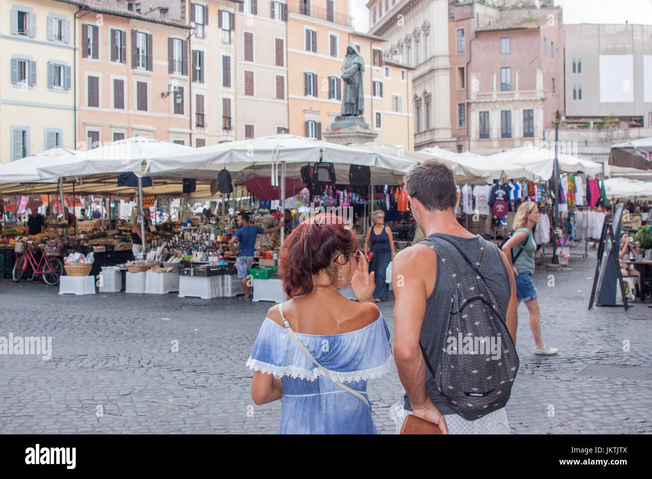 Crowded group of tourists during the summer season in rome Stock Photo ...