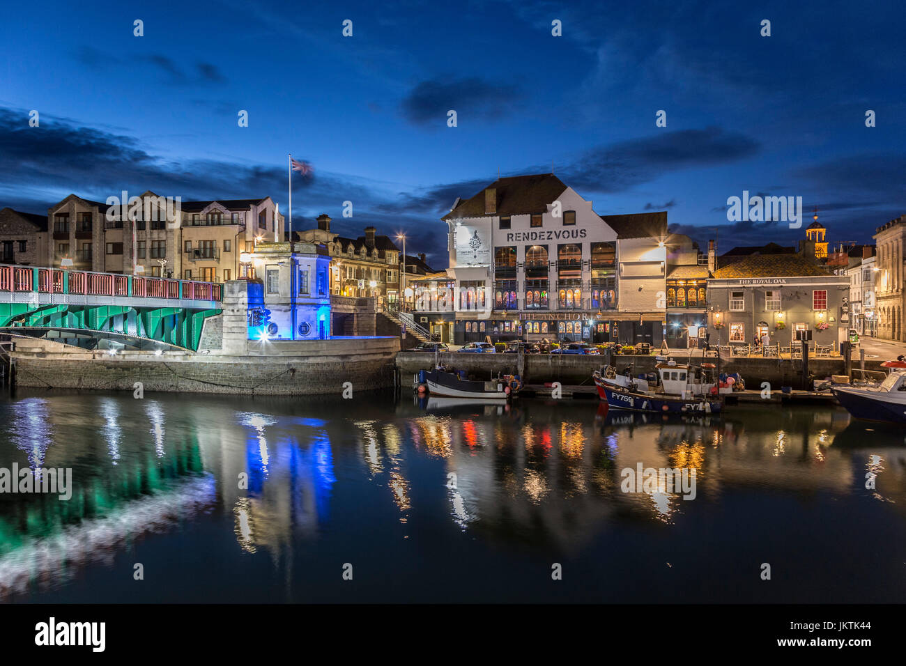 town bridge at night, weymouth harbour, dorset, england, uk, gb Stock ...