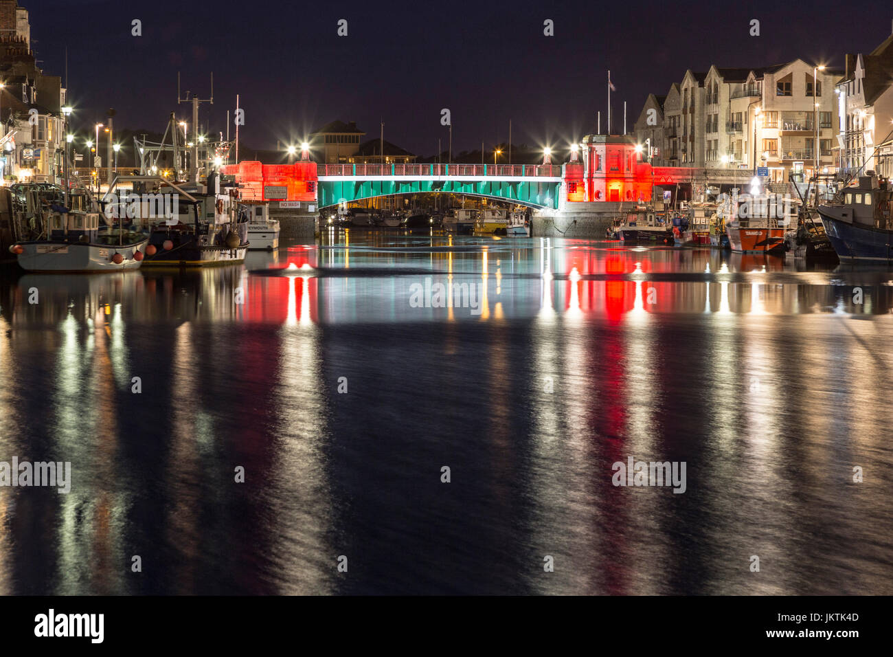 town bridge at night, weymouth harbour, dorset, england, uk, gb Stock ...