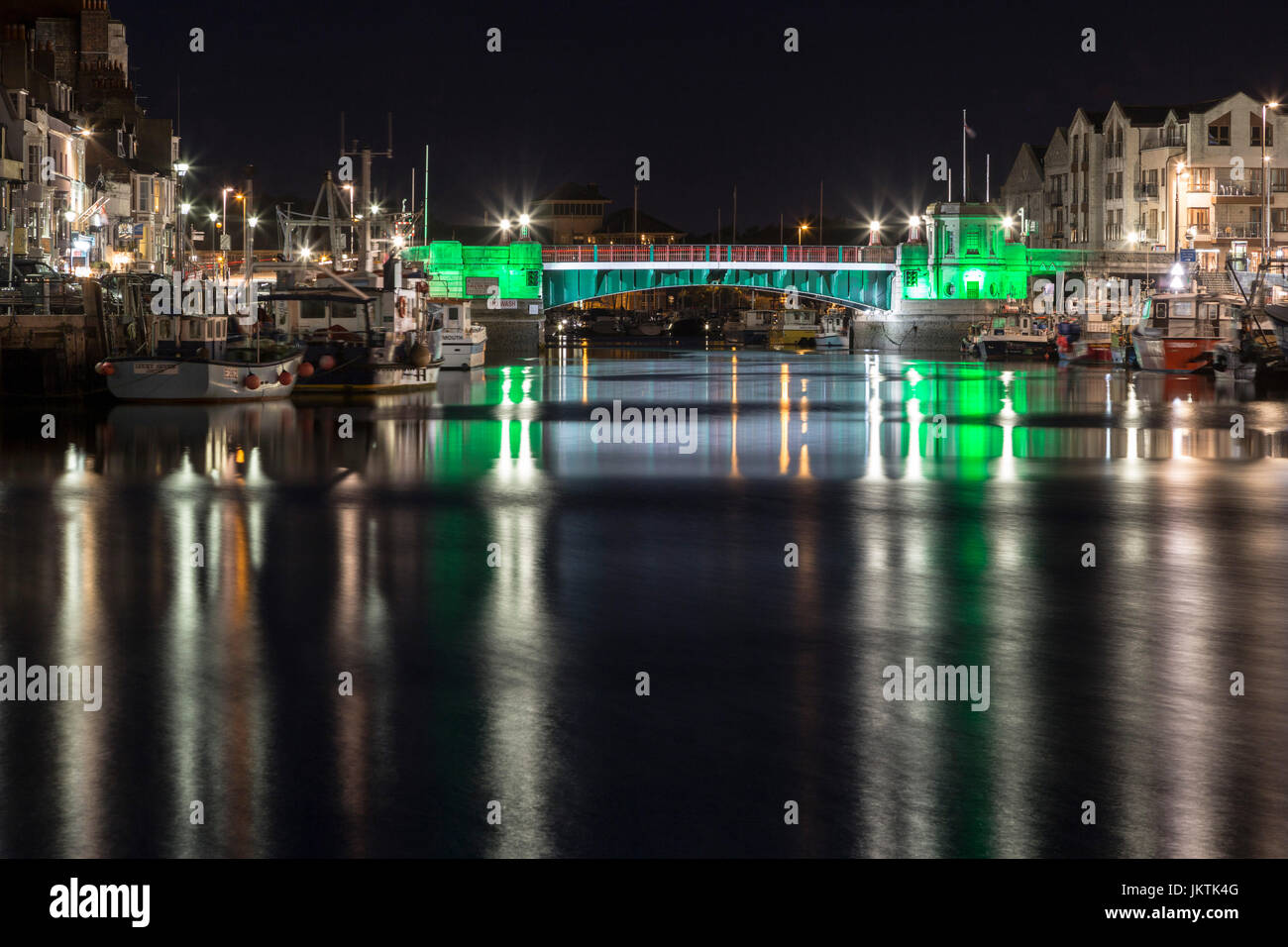 town bridge at night, weymouth harbour, dorset, england, uk, gb Stock ...