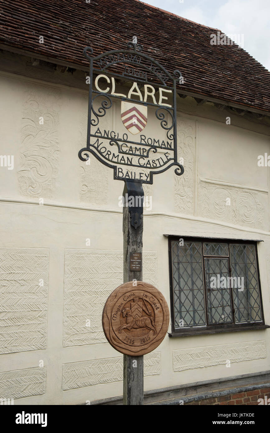 Town Sign, Clare, Suffolk uk Stock Photo - Alamy