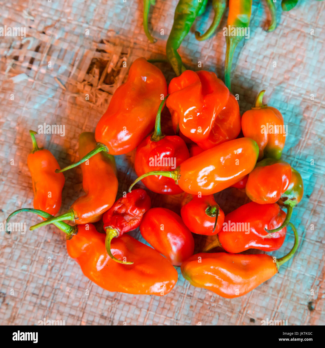 Red paprika being sold at local food market Stock Photo - Alamy