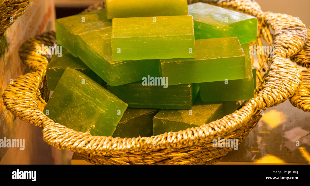 Collection of bars of fragrant hand made organic soap Stock Photo - Alamy