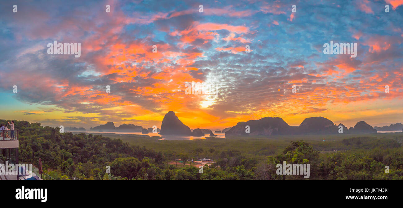 aerial photography sunrise at Samed Nang She viewpoint in Phang Nga ...