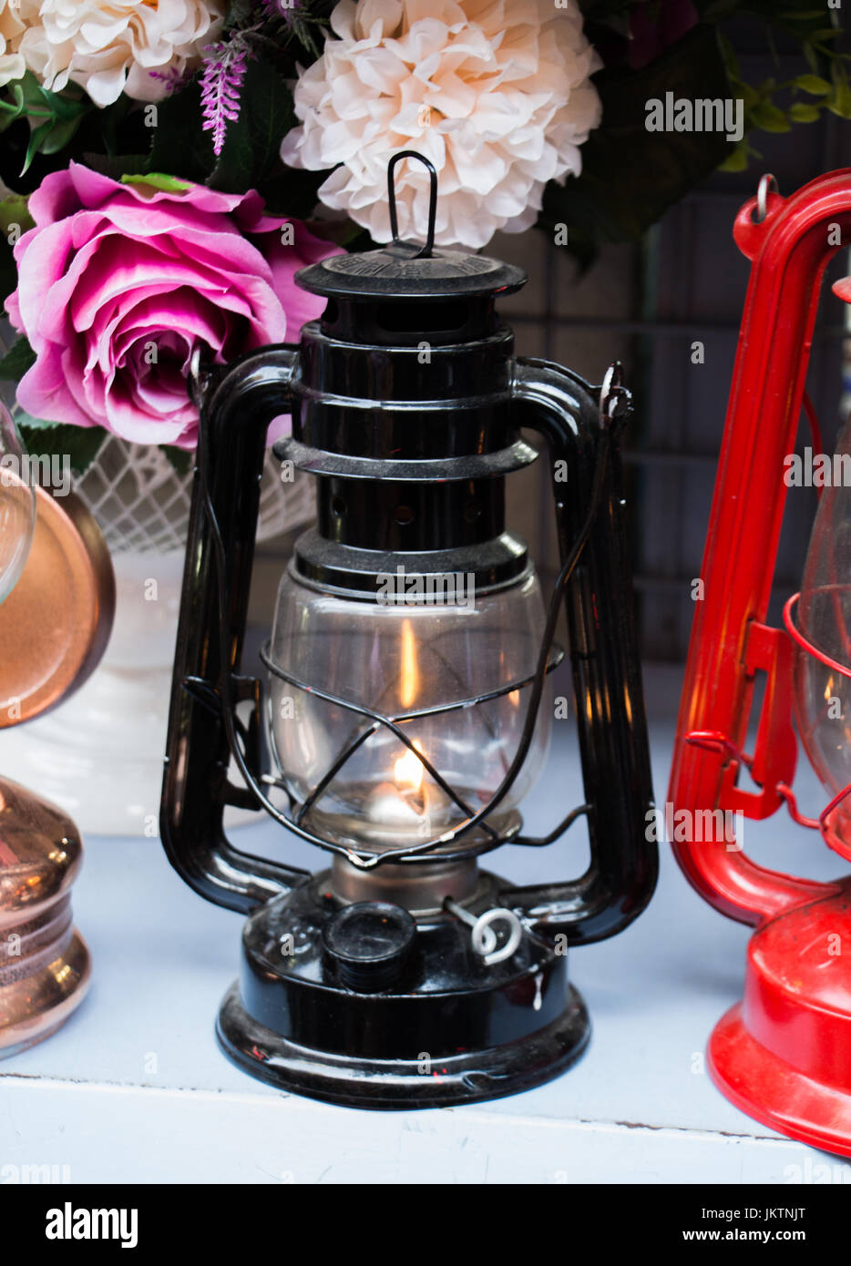 Old retro style lantern made of metal Stock Photo - Alamy