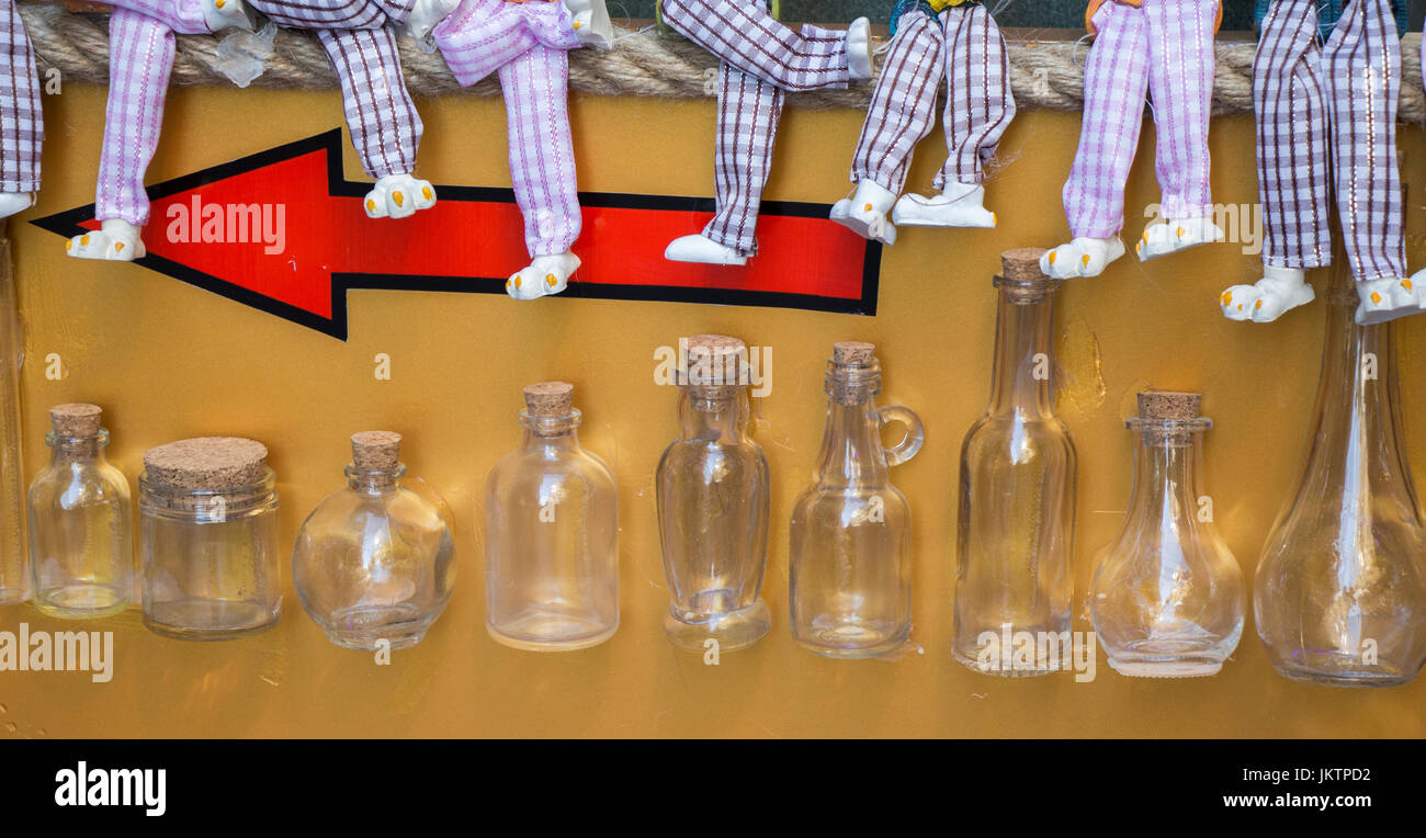 Set of Empty small transparent bottles in a box Stock Photo - Alamy