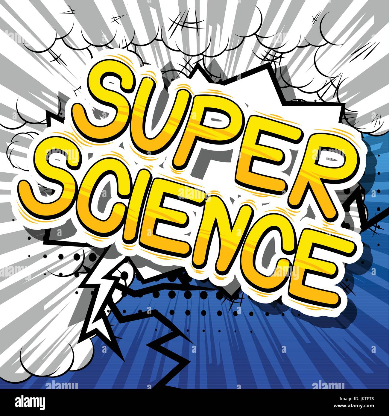 Super Science - Comic book style phrase on abstract background Stock ...