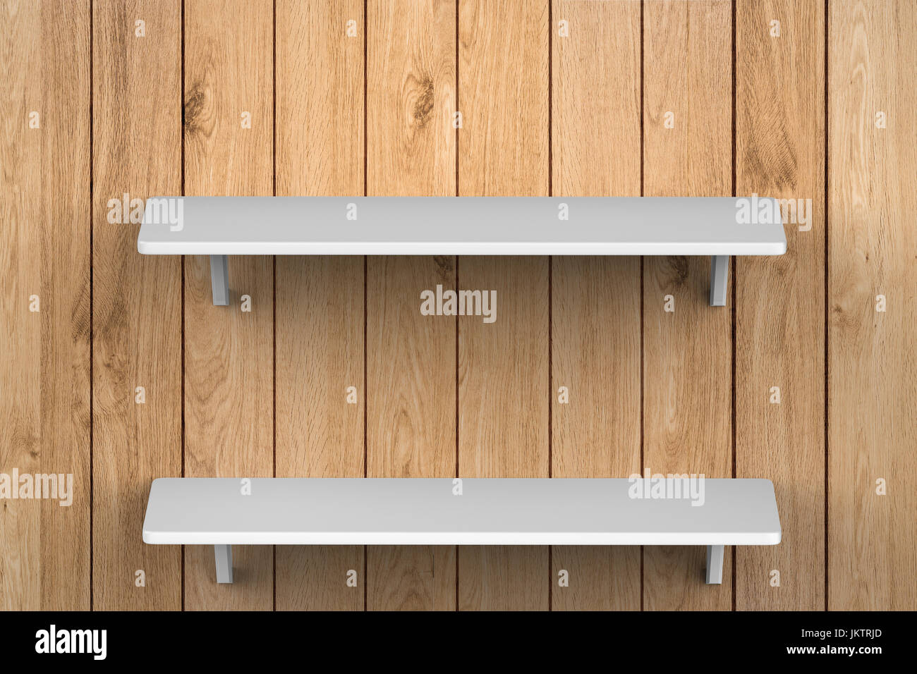 3d rendering white shelves on wall Stock Photo - Alamy
