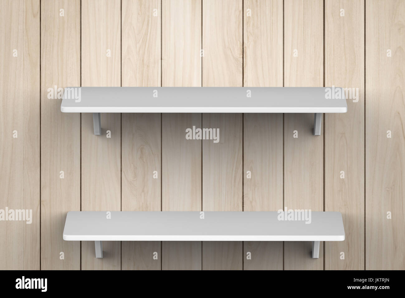 3d rendering white shelves on wall Stock Photo - Alamy