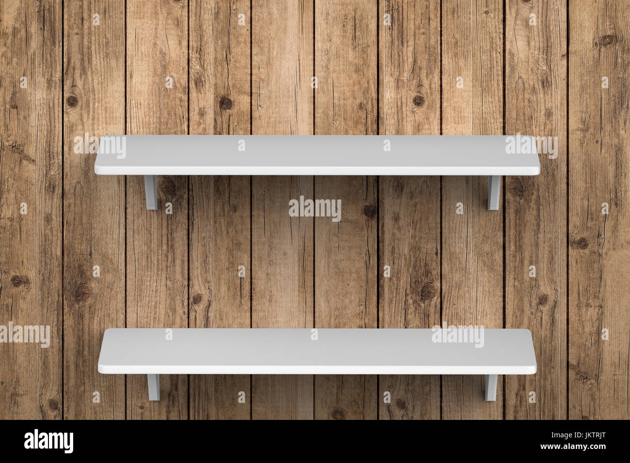 3d rendering white shelves on wall Stock Photo - Alamy