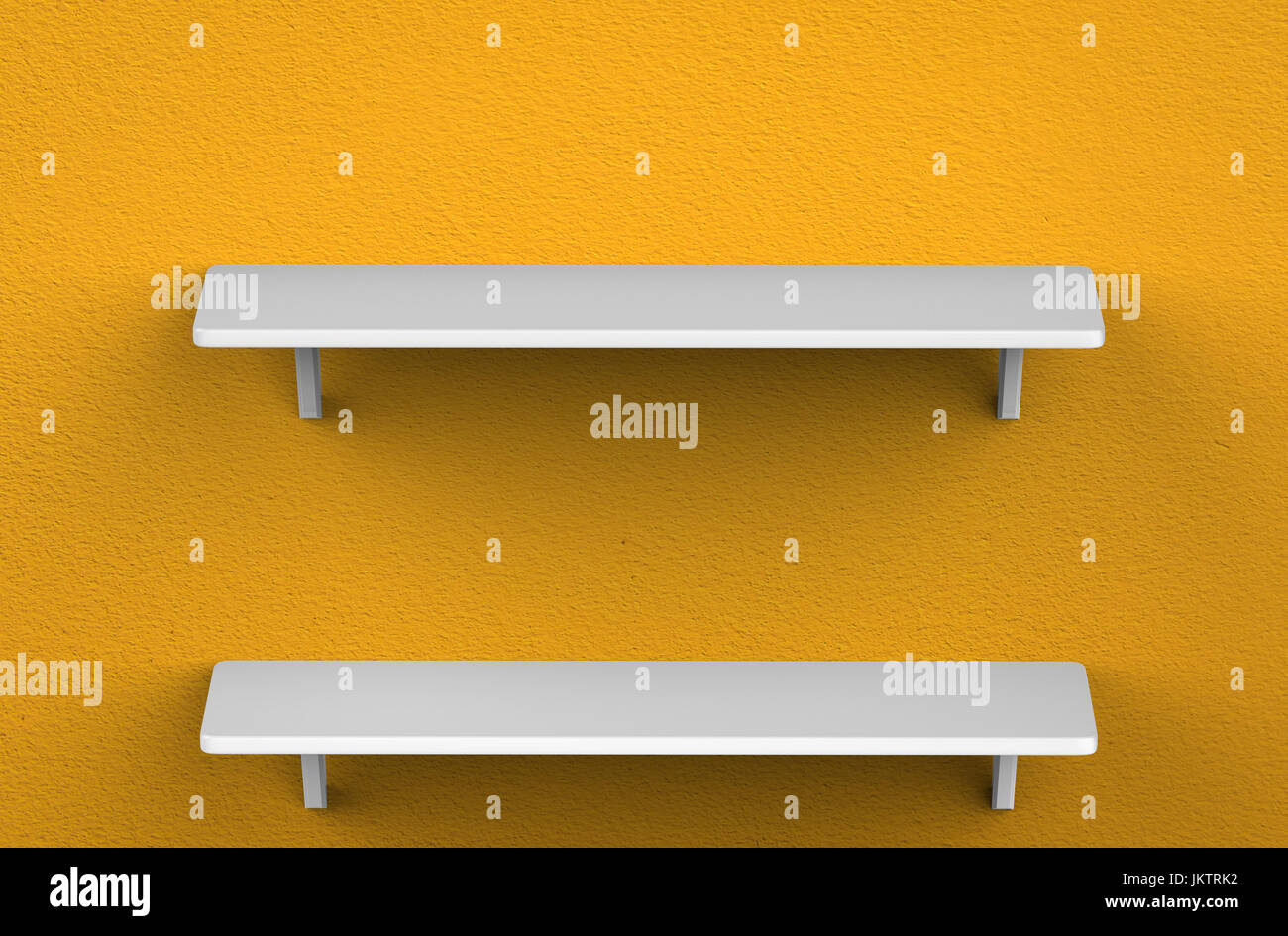 3d rendering white shelves on wall Stock Photo - Alamy