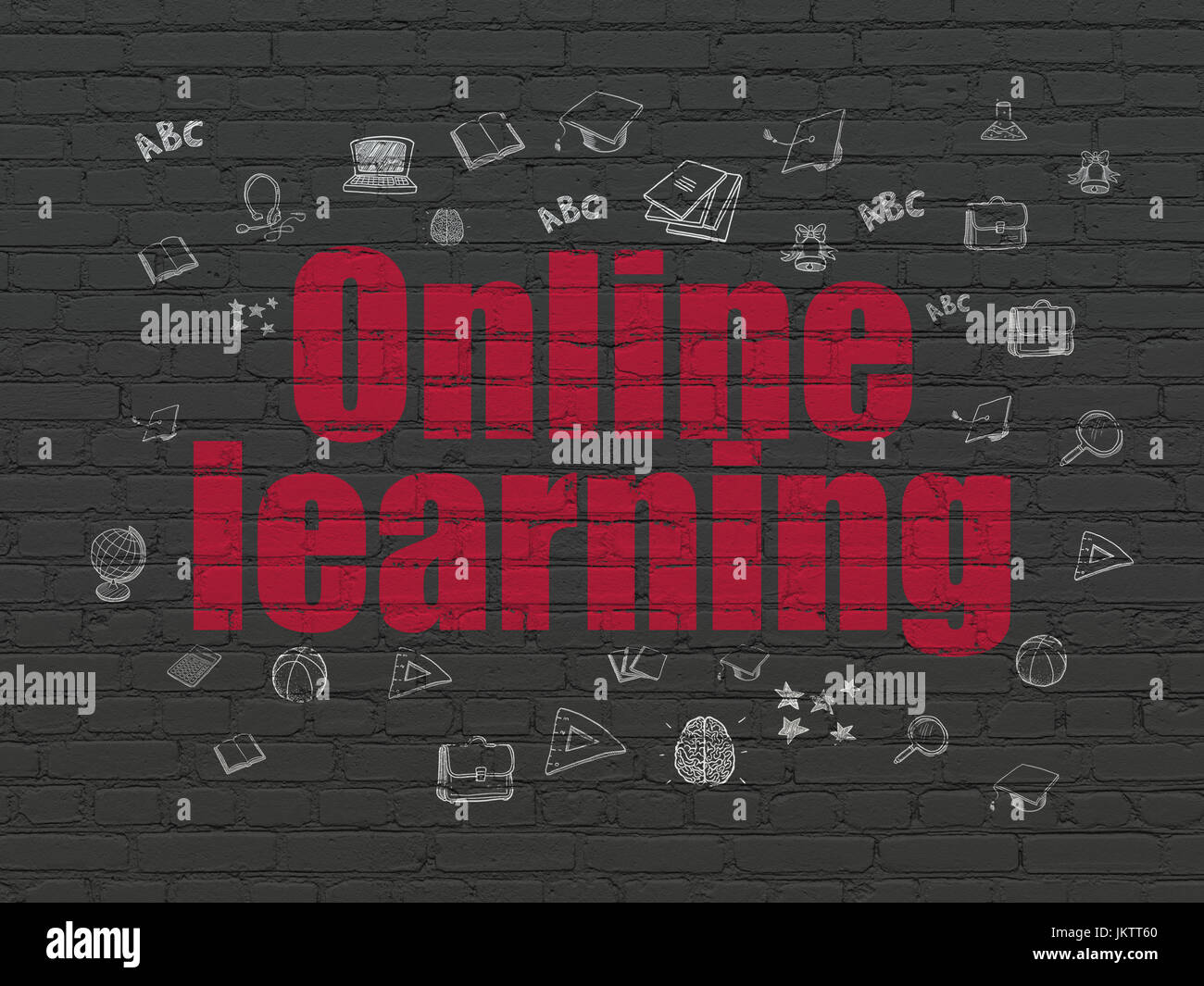 Studying concept: Online Learning on wall background Stock Photo - Alamy