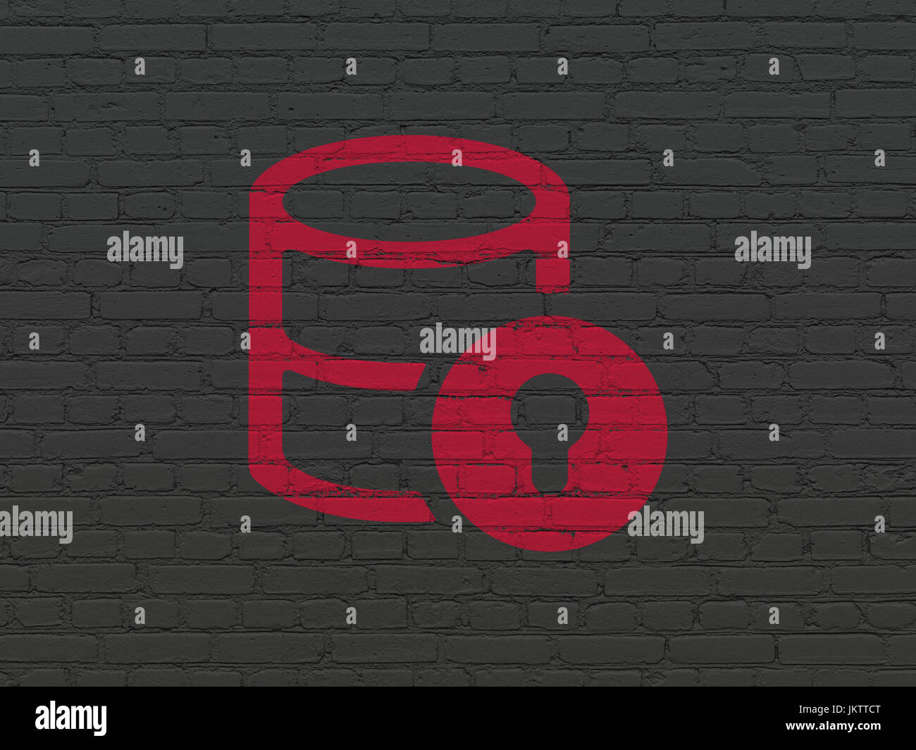 Programming concept: Database With Lock on wall background Stock Photo ...