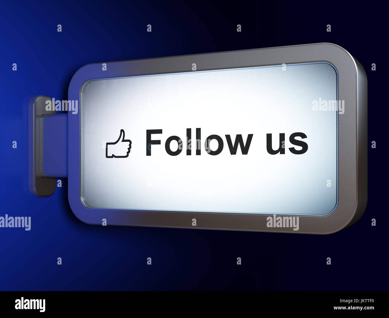 Social media concept: Follow us and Thumb Up on billboard background ...