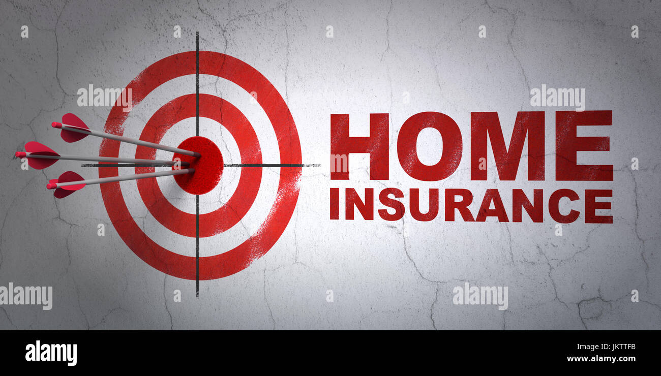 Insurance concept: target and Home Insurance on wall background Stock ...