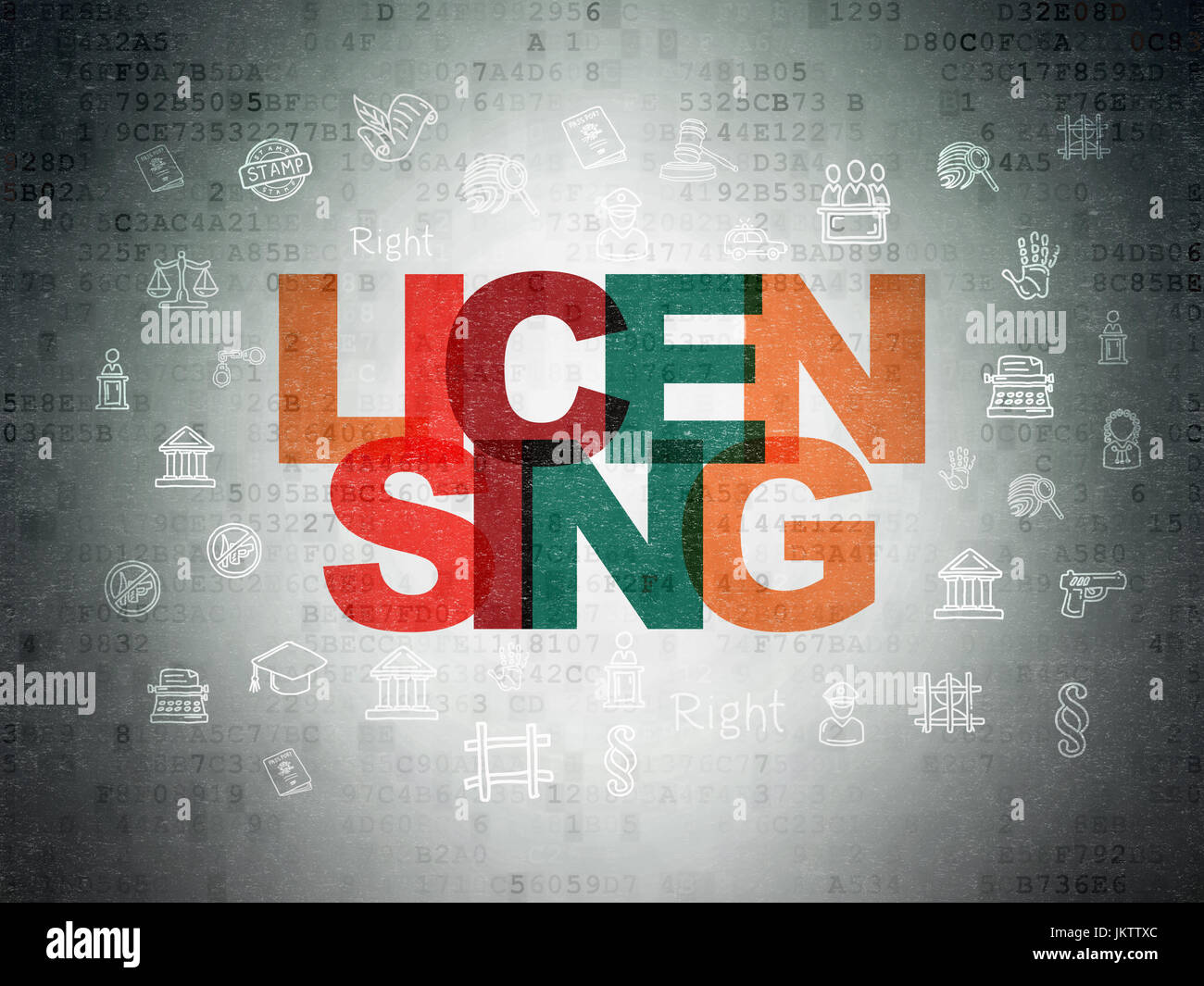 Law concept: Licensing on Digital Data Paper background Stock Photo - Alamy