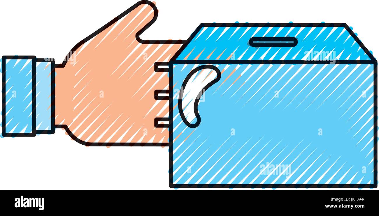 hand human with box carton packing icon Stock Vector Image & Art - Alamy