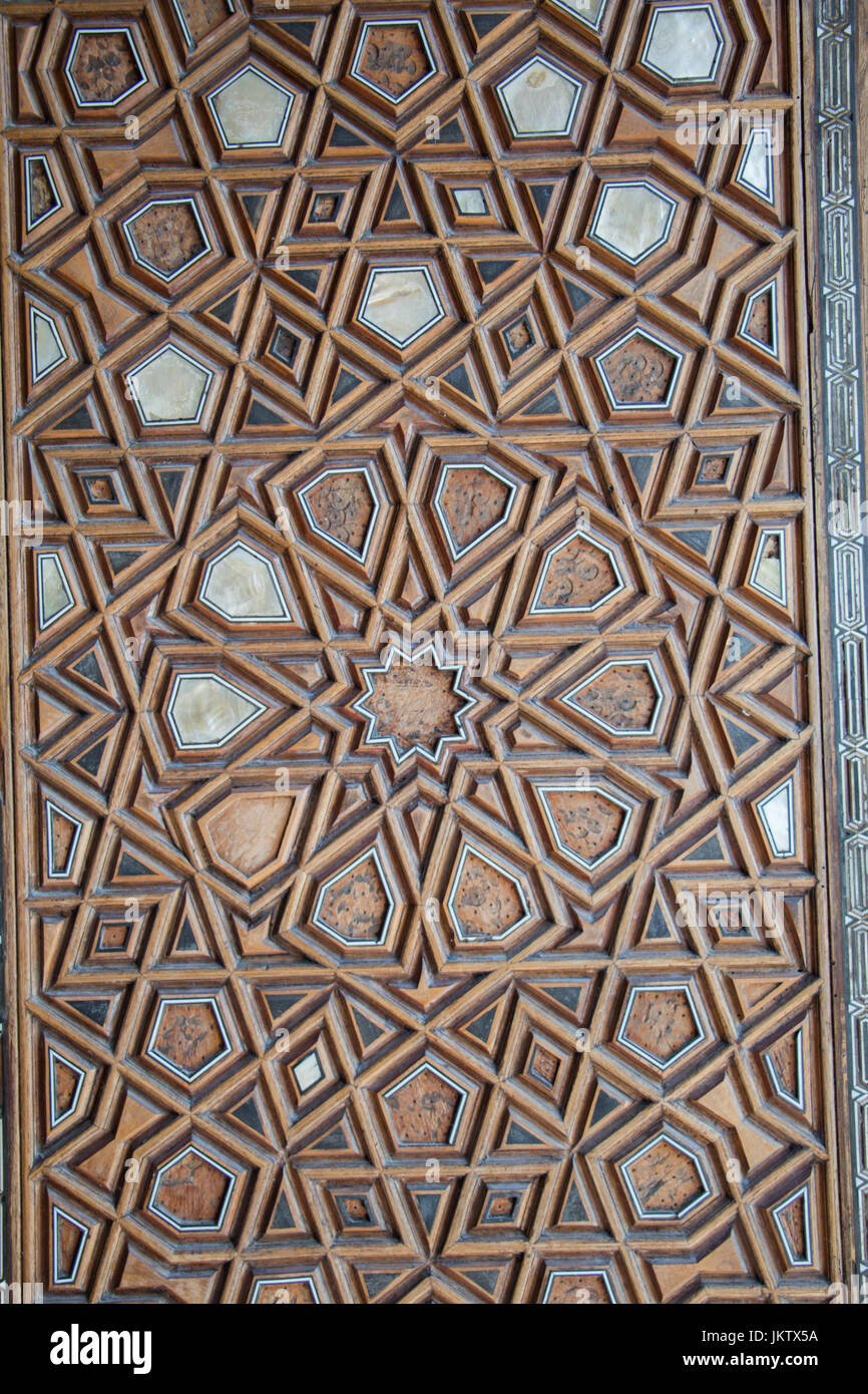 Ottoman Turkish art with geometric patterns on wood Stock Photo - Alamy