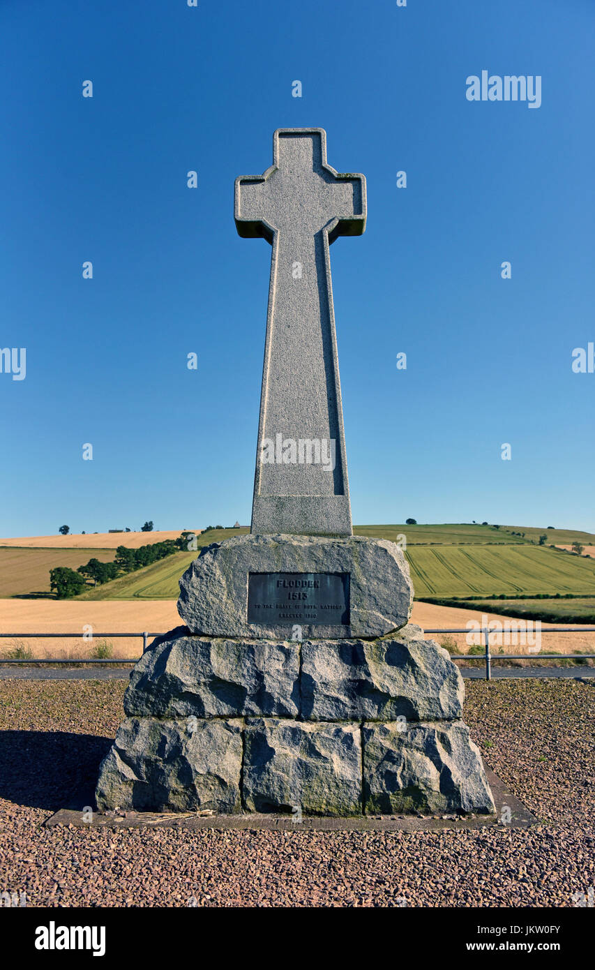 The Flodden Monument with the site of the battle in the background ...