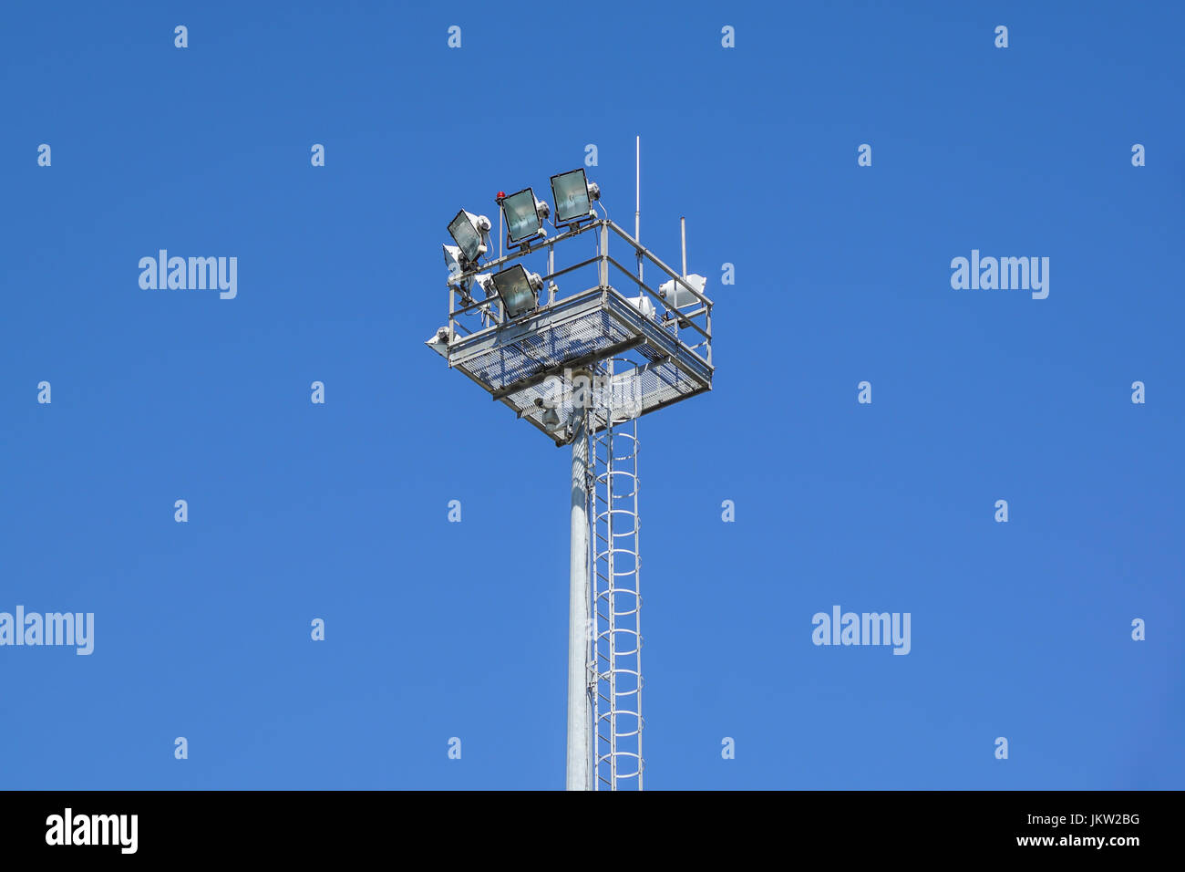 light pole tower on blue sky .Stadium Stock Photo - Alamy