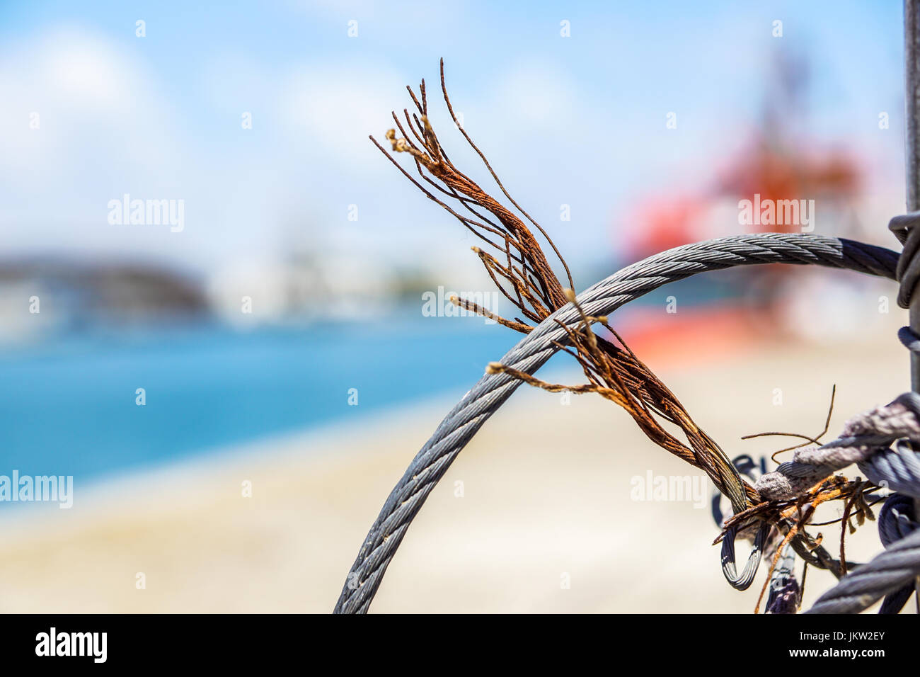 close up on iron cable on the ship Stock Photo - Alamy