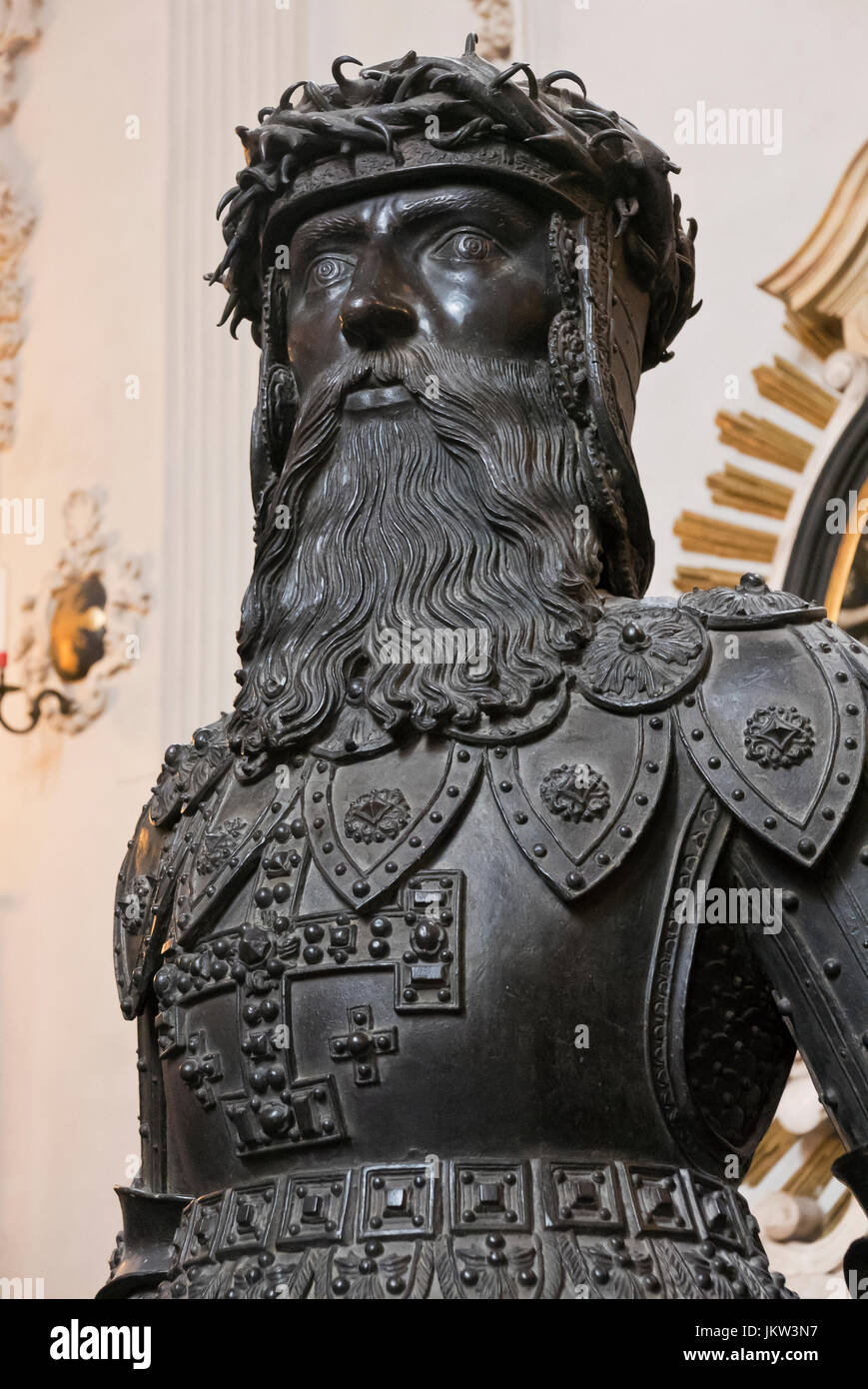 A bronze statue of Godfrey of Bouillon in the Hofkirche (Court church ...