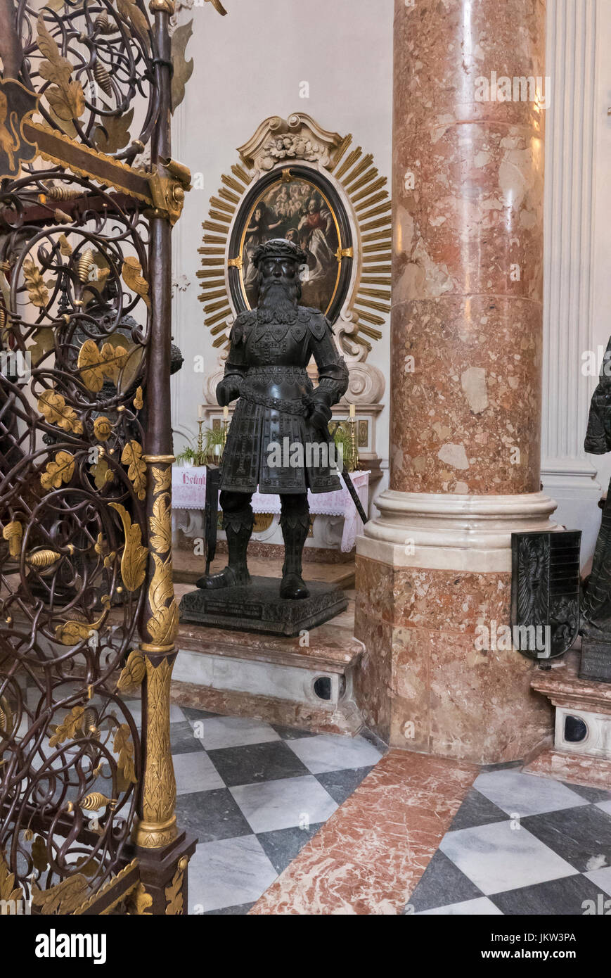 A bronze statue of Godfrey of Bouillon in the Hofkirche (Court church ...