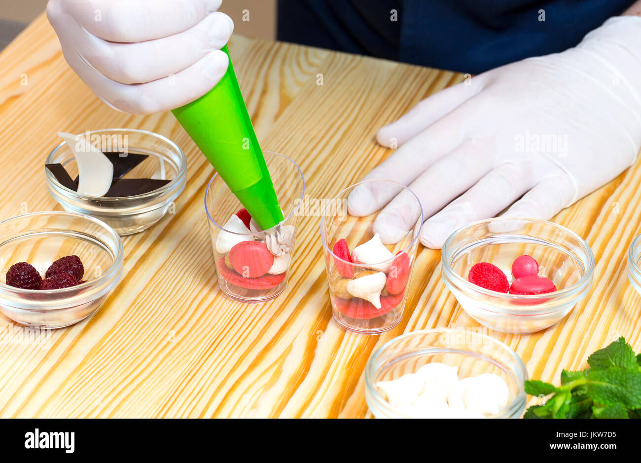 Cooking mini canapes of meat and vegetable sauces Stock Photo - Alamy