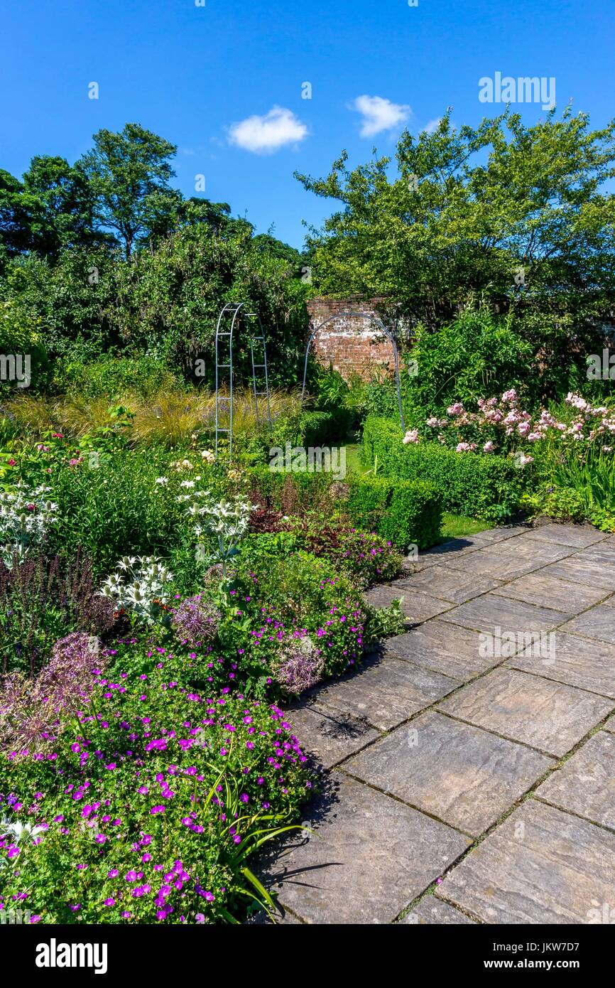 The walled garden at Heath Manor Park, Halifax, England. 2nd July 2017 ...