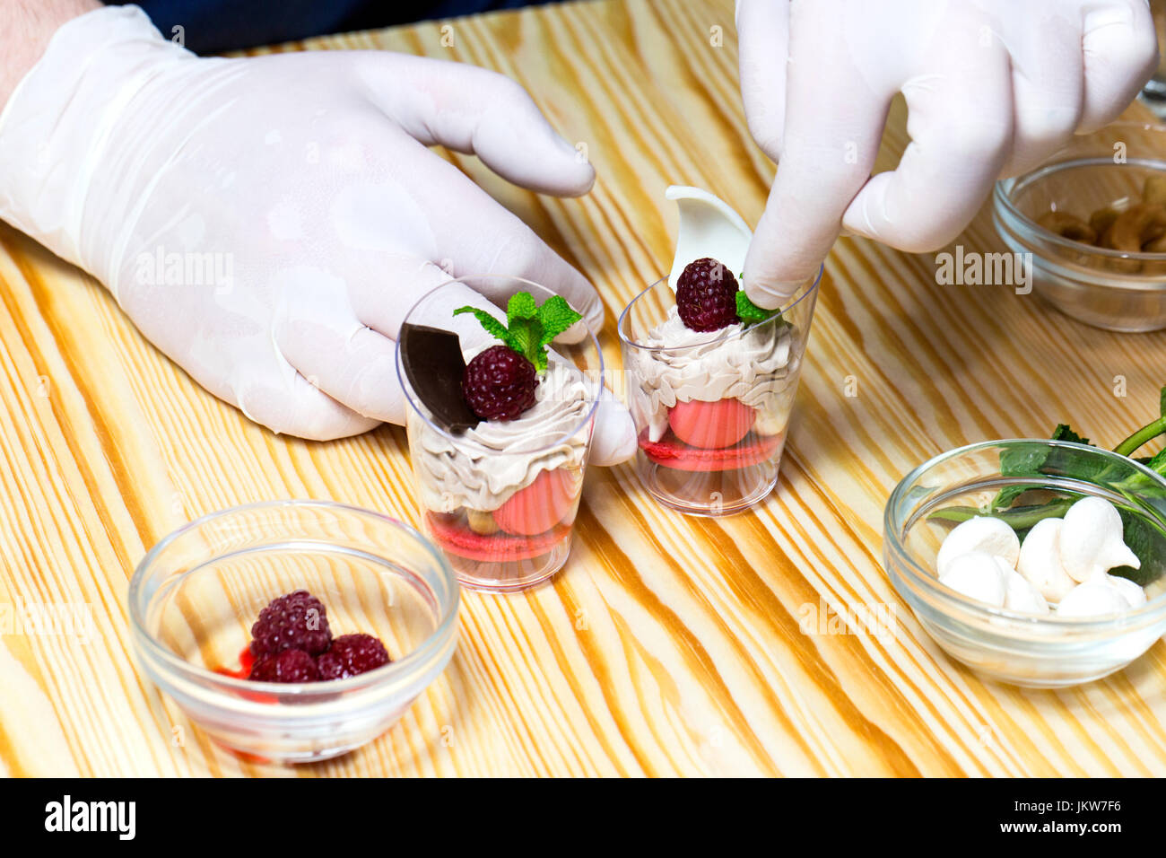 Cooking mini canapes of meat and vegetable sauces Stock Photo - Alamy
