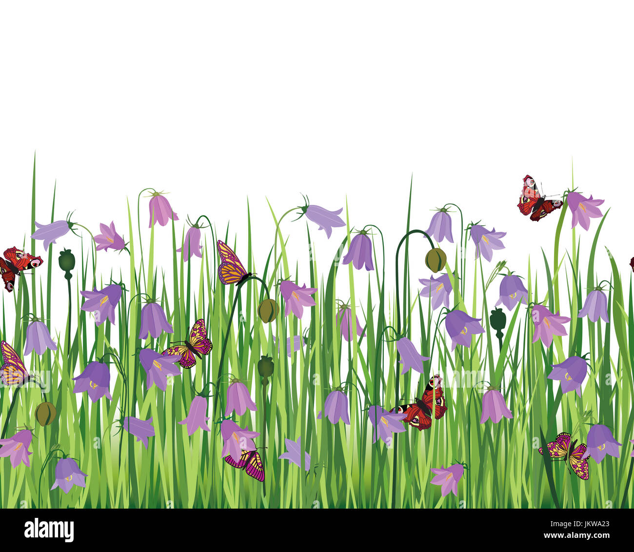 Floral seamless landscape. Flower background. Flourish garden border ...