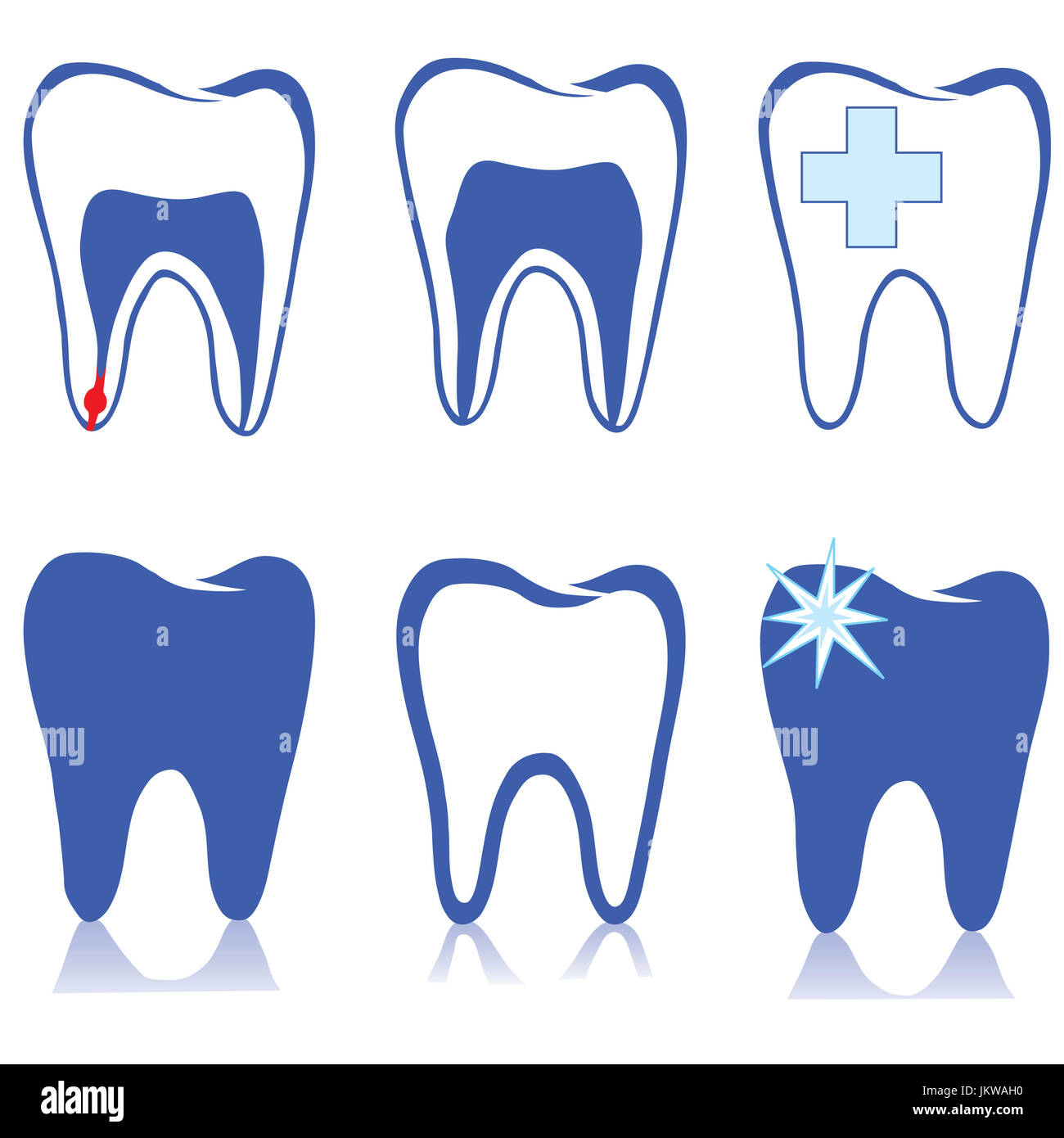 Tooth set. Teeth white sign. Dental medical isolated colection Stock ...