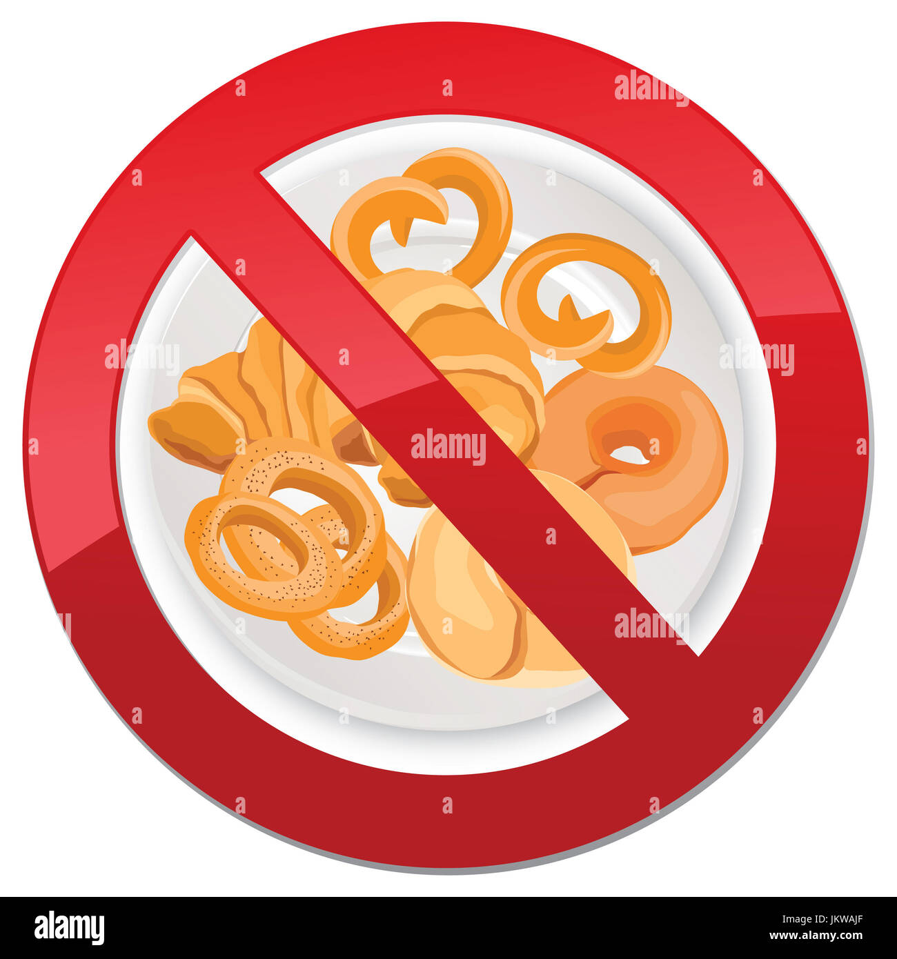 Gluten free icon. No bread sign. Ban high-calorie food symbol Stock ...