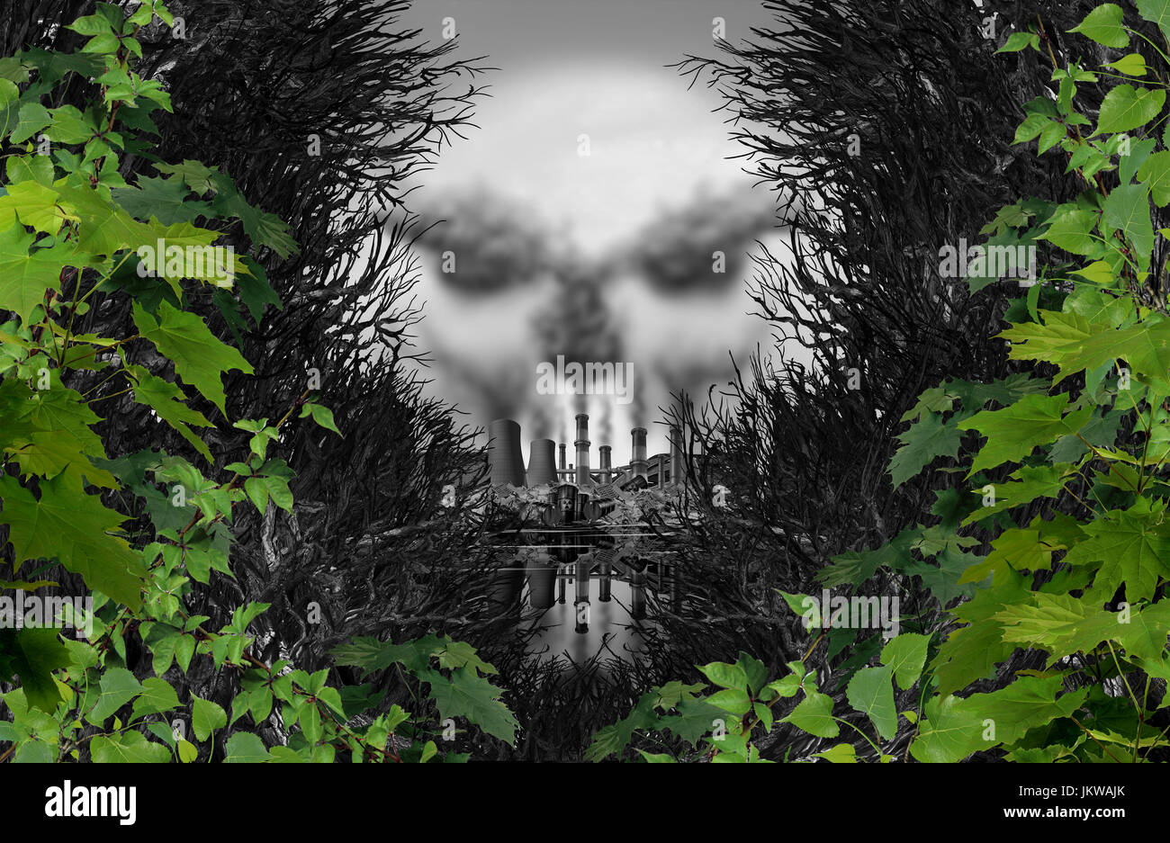 Pollution poison danger concept as an industrial scene discovered ...