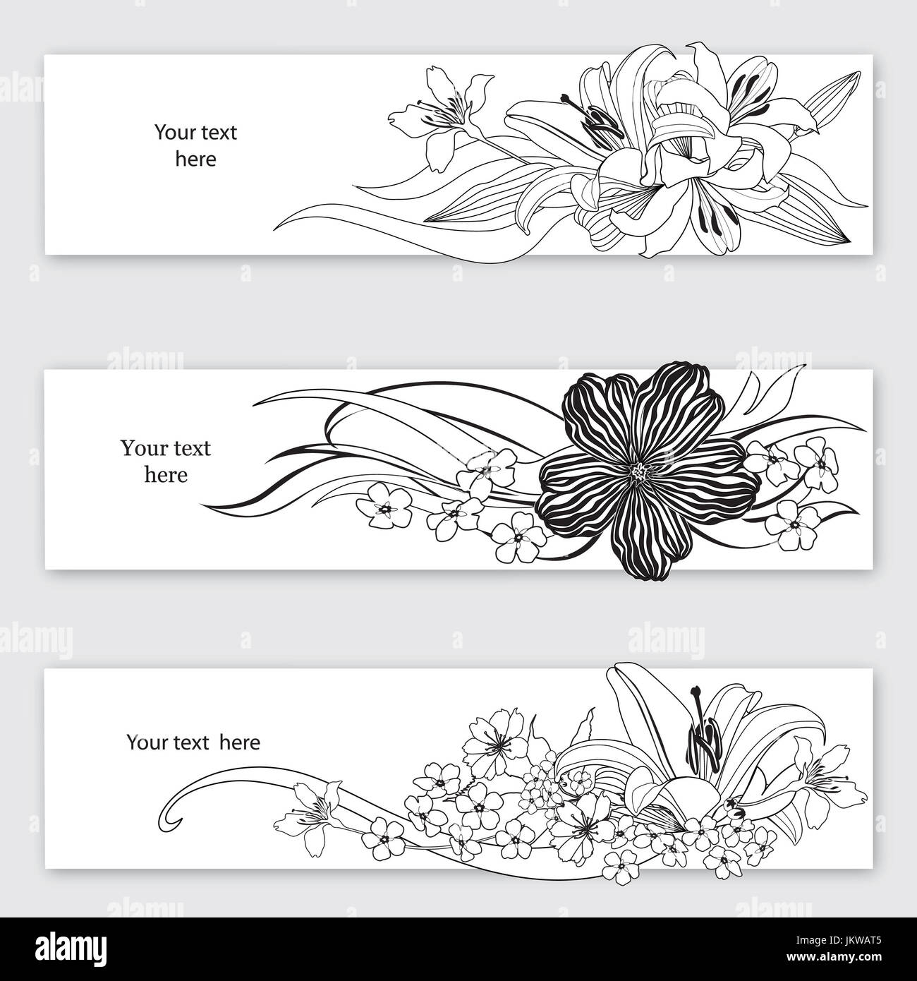 Floral background. Flower bouquet cover set. Flourish greeting card ...