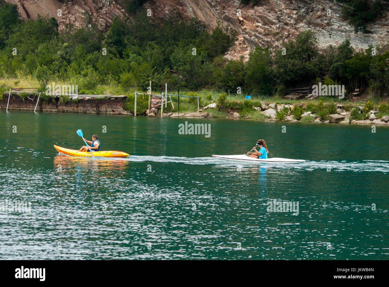 Canoeists on Urola river, Zumaia, Basque Country, Spain Stock Photo - Alamy