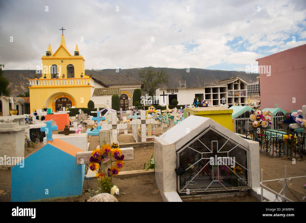 QUITO, ECUADOR- MAY 23, 2017: View of cemetery San Antonio de Pichincha ...