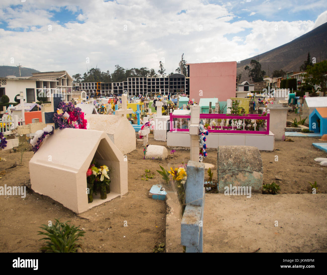 QUITO, ECUADOR- MAY 23, 2017: View of cemetery San Antonio de Pichincha ...