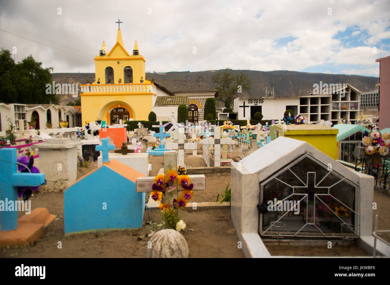 QUITO, ECUADOR- MAY 23, 2017: View of cemetery San Antonio de Pichincha ...