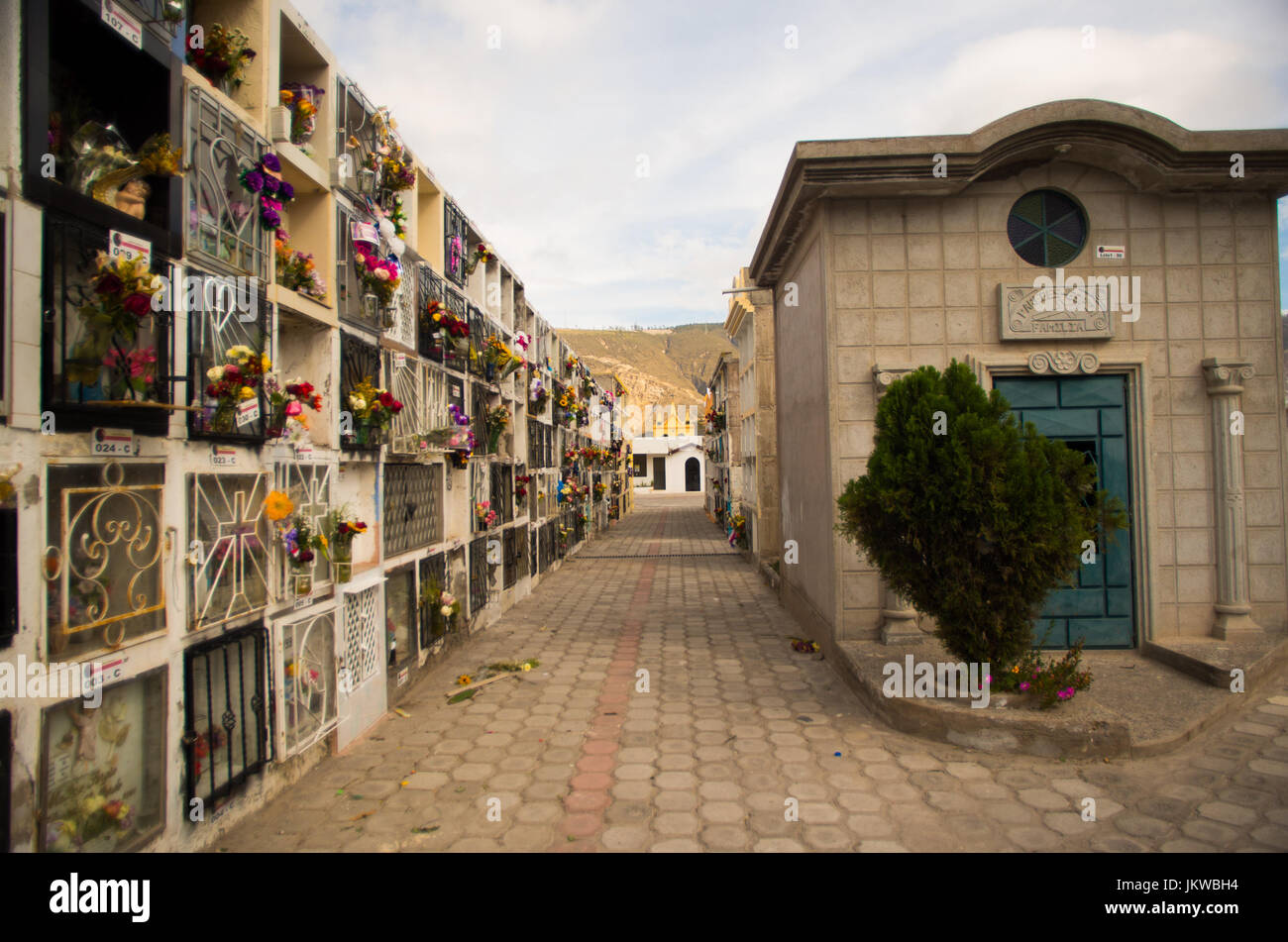 QUITO, ECUADOR- MAY 23, 2017: View of cemetery San Antonio de Pichincha ...