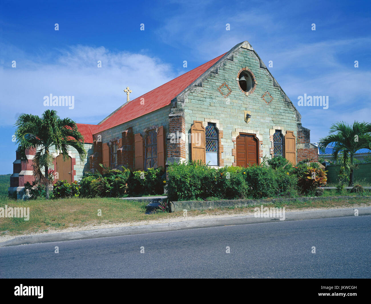 Green Limestone Church in Liberta, Antigua Stock Photo - Alamy