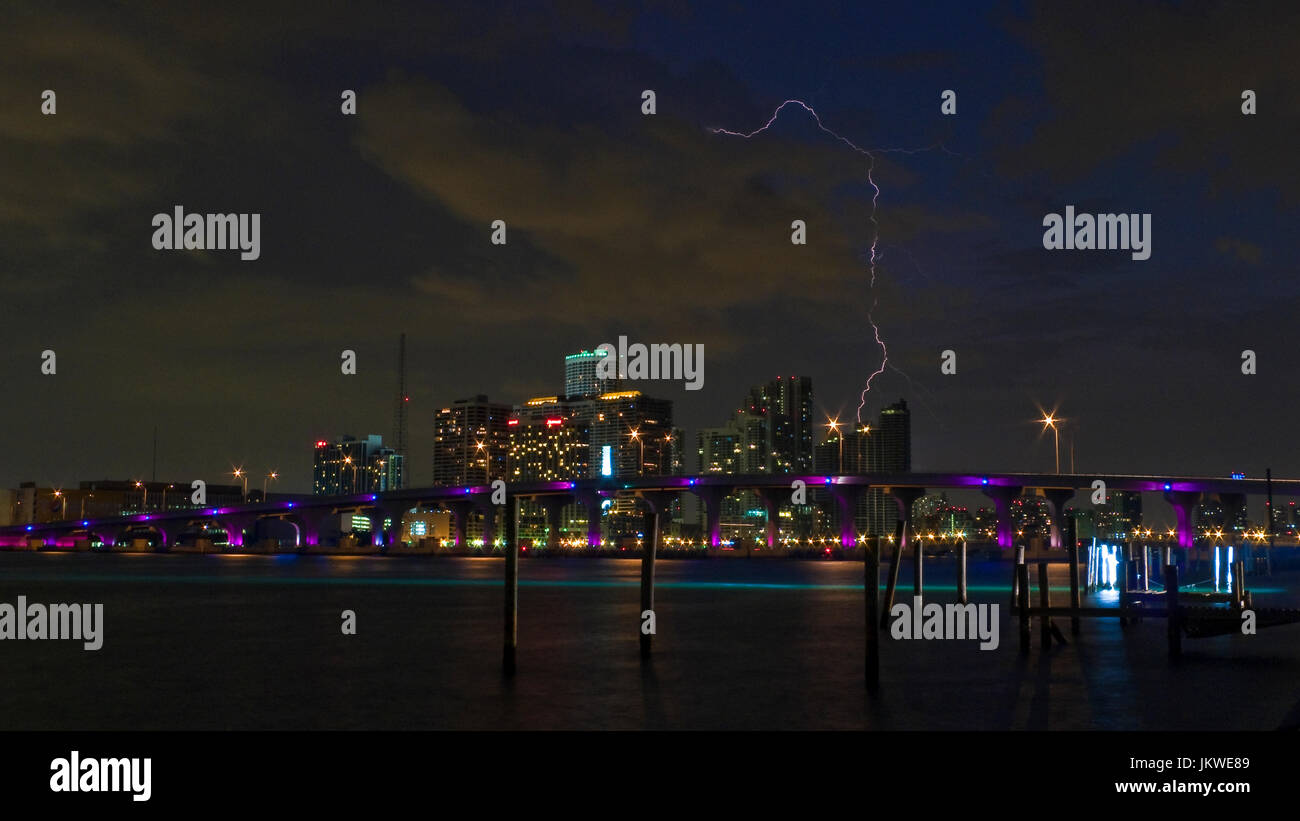 Lightning Storm over Miami Florida. USA Stock Photo - Alamy