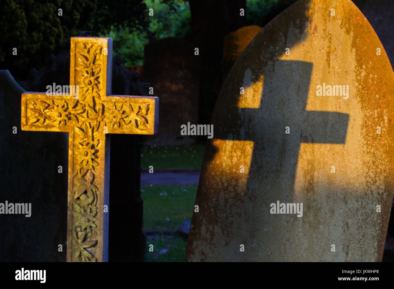 Cross Shaped Gravestone Stock Photo - Alamy